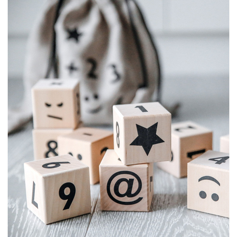 Wooden Maths Blocks in Black