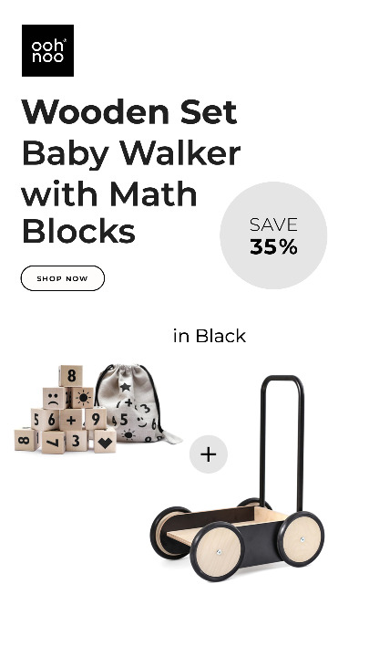 Wooden Set Baby Walker with Math Blocks - ooh-noo