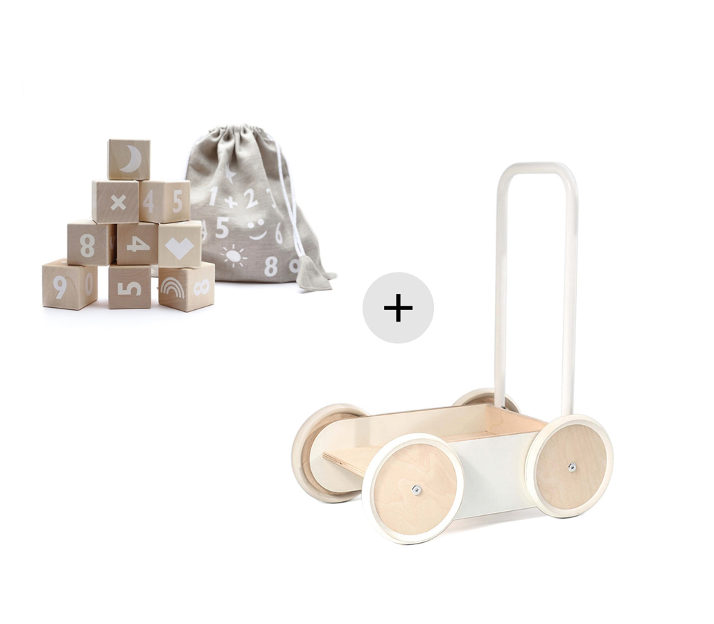 Wooden Set Baby Walker with Math Blocks - ooh-noo