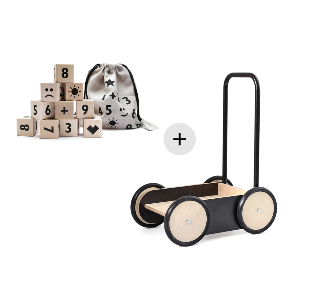 Wooden Set Baby Walker with Math Blocks - ooh-noo